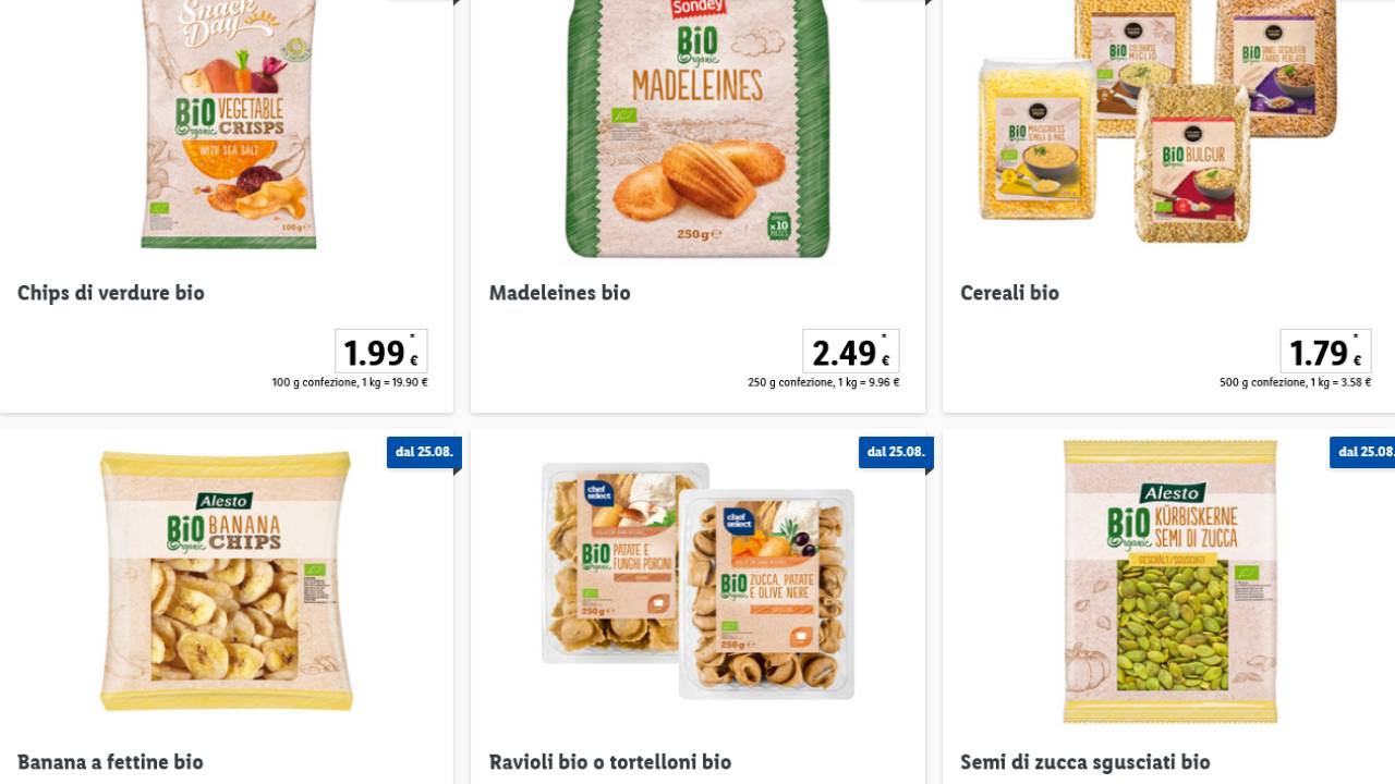 Lidl propone alimenti biologici a prezzi scontatissimi