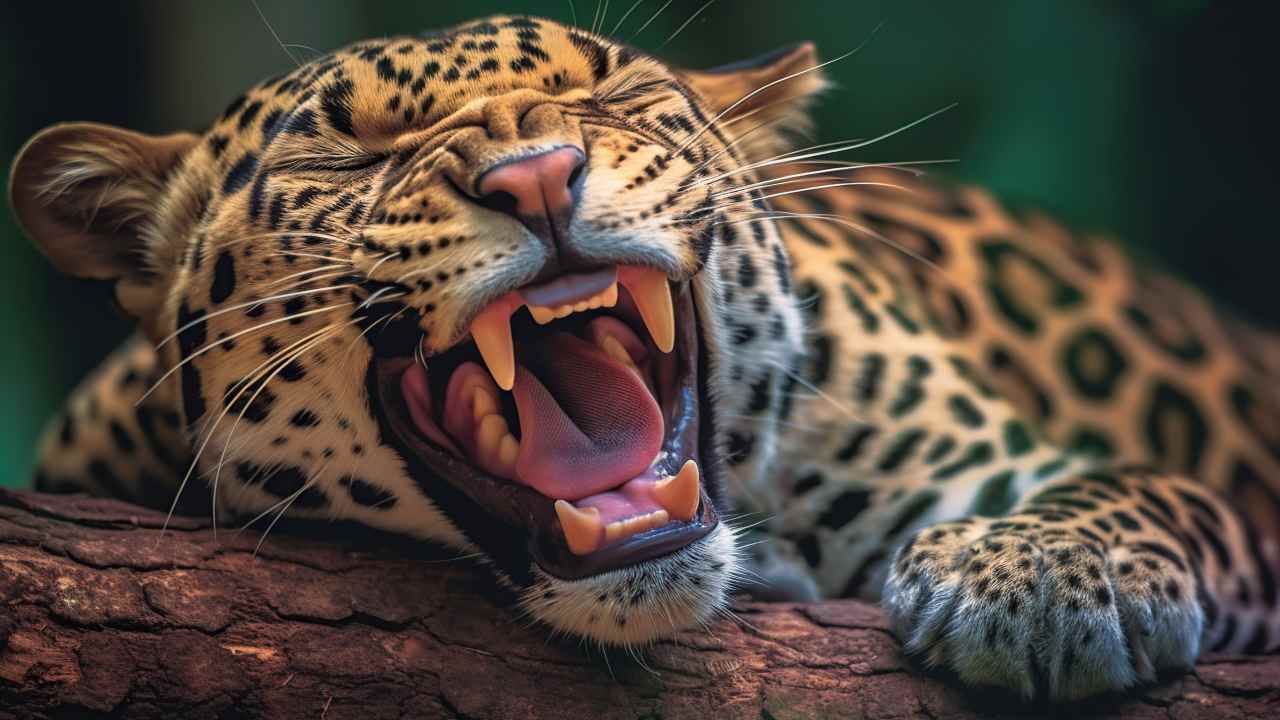 Il giaguaro sta annegando quando all'improvviso vede la sua salvezza